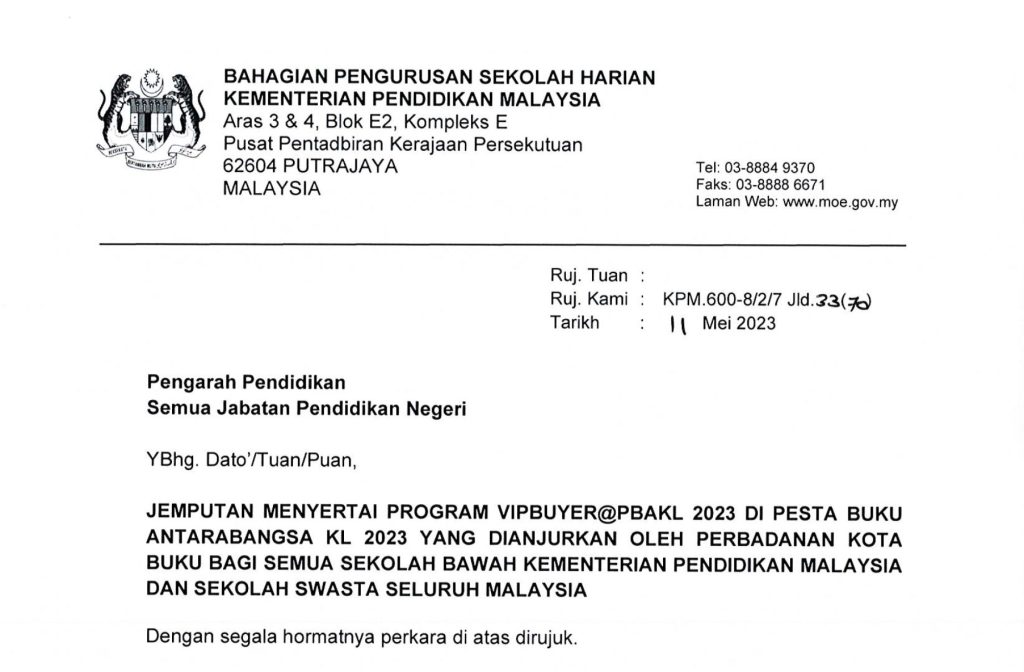 Jemputan Menyertai Program VIPBuyer@PBAKL 2023. - Majlis Buku ...